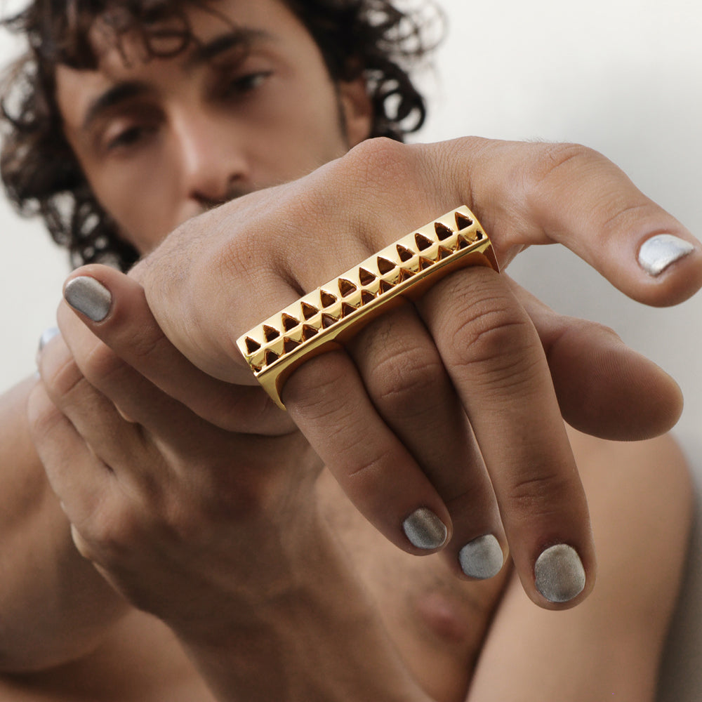 3 Triangle Finger Ring Gold