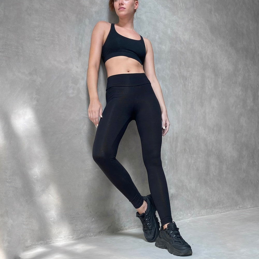 eleven44 Women's Organic Cotton High Waist Leggings in Black