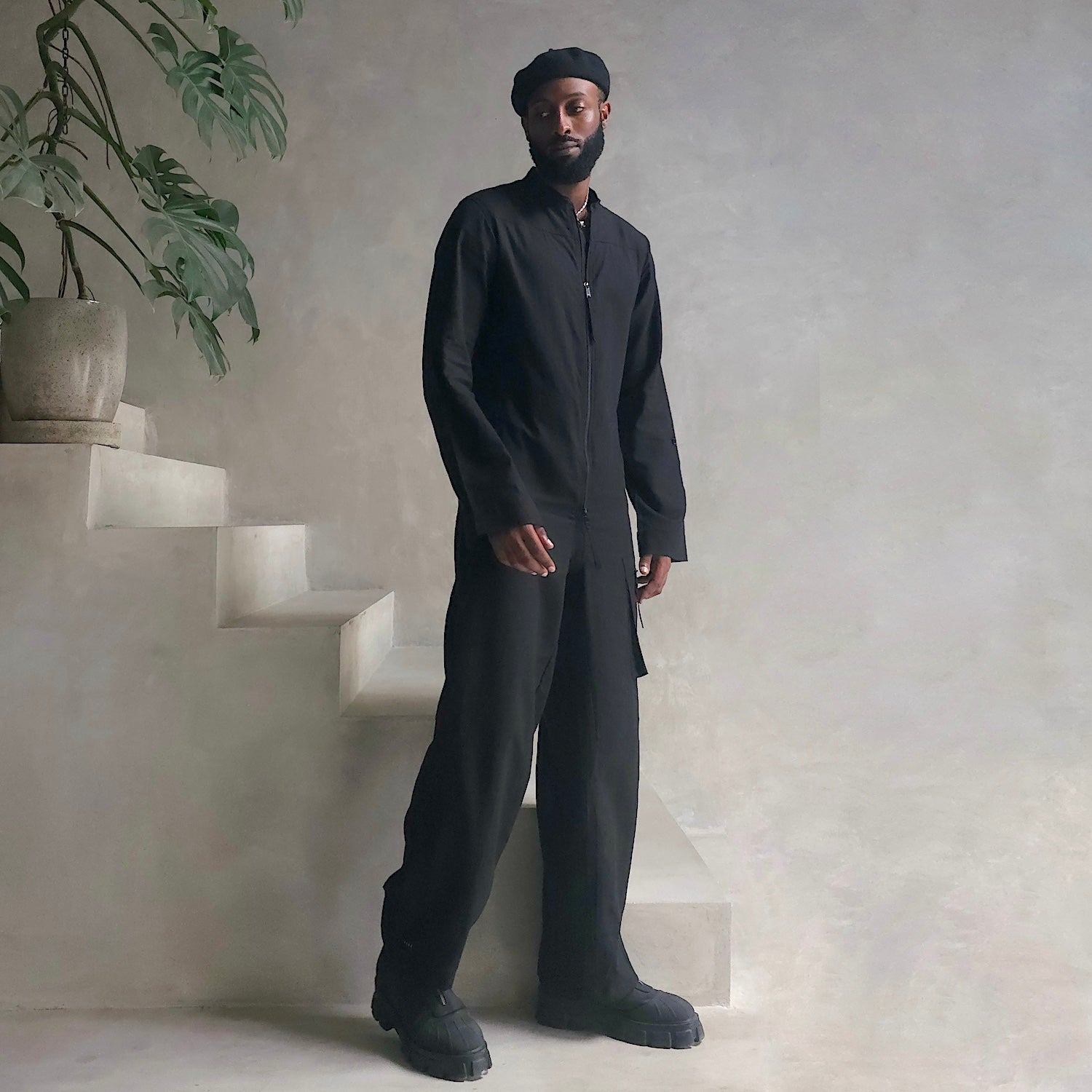 eleven44 Men's Hemp Canvas Utility Coverall in Black
