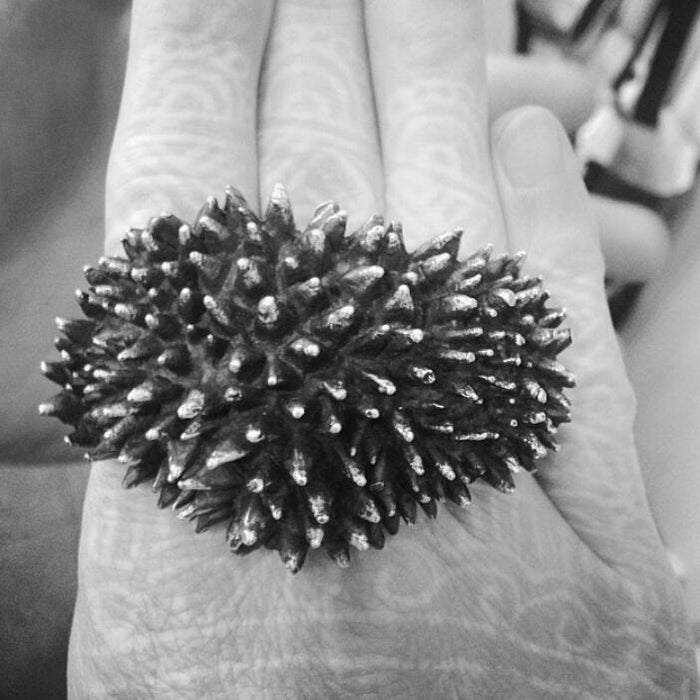 Spike 3 Finger Ring Silver